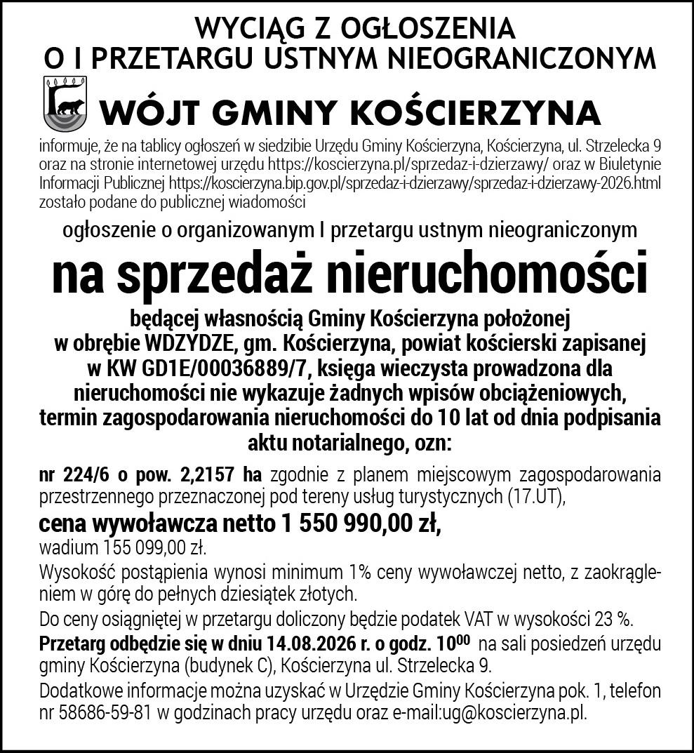 Wójt Gminy Kościerzyna informuje - Puls Biznesu - pb.pl